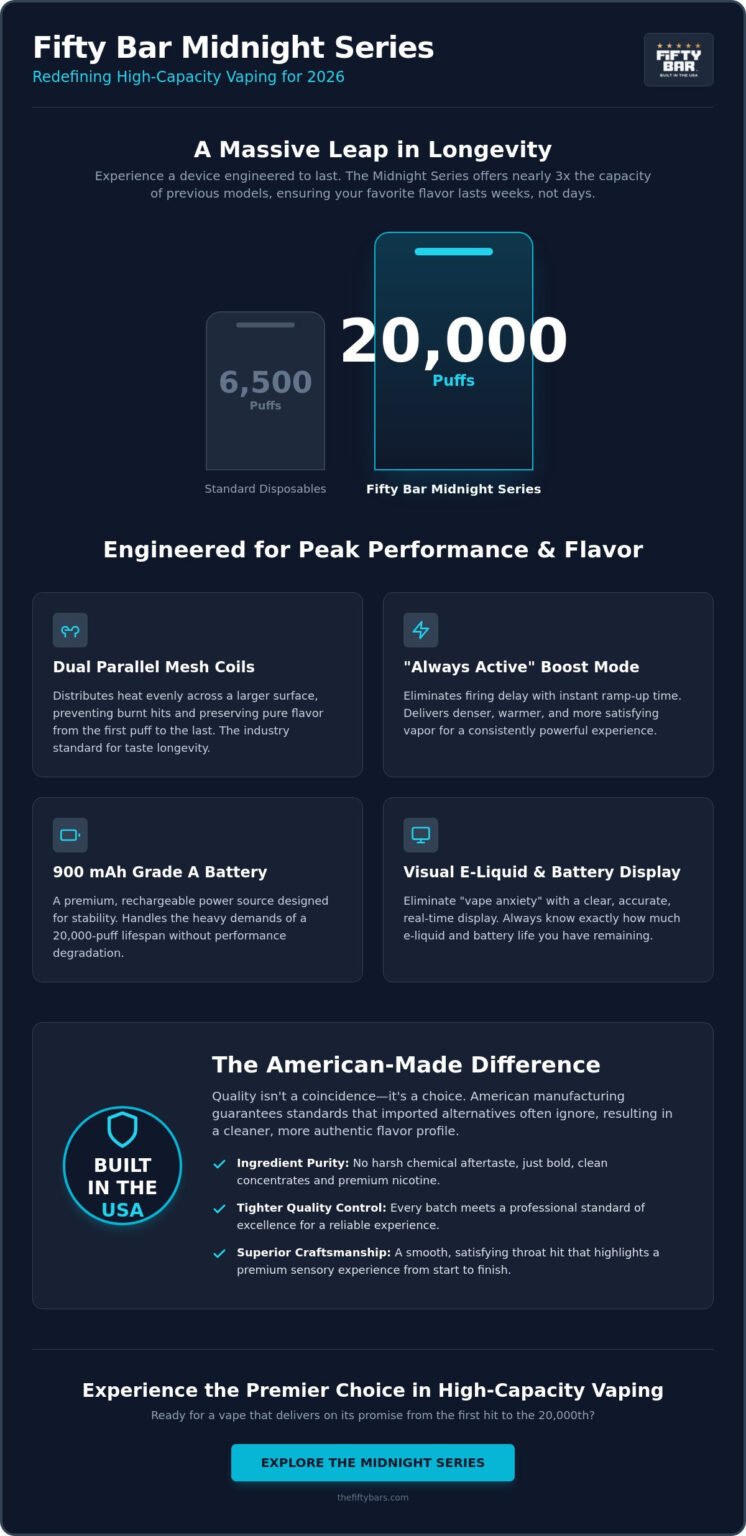 Fifty Bar Midnight Series Flavors: The Ultimate 20,000 Puff Flavor Guide